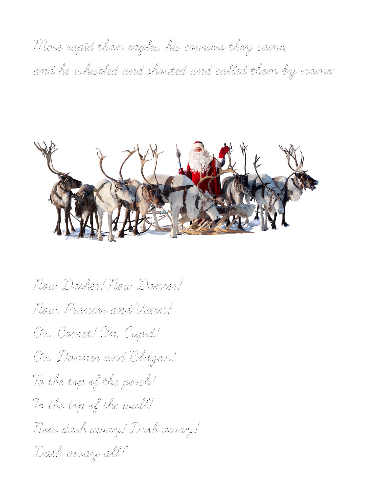 Twas the Night Before Christmas Printable Cursive Handwriting Practice ...