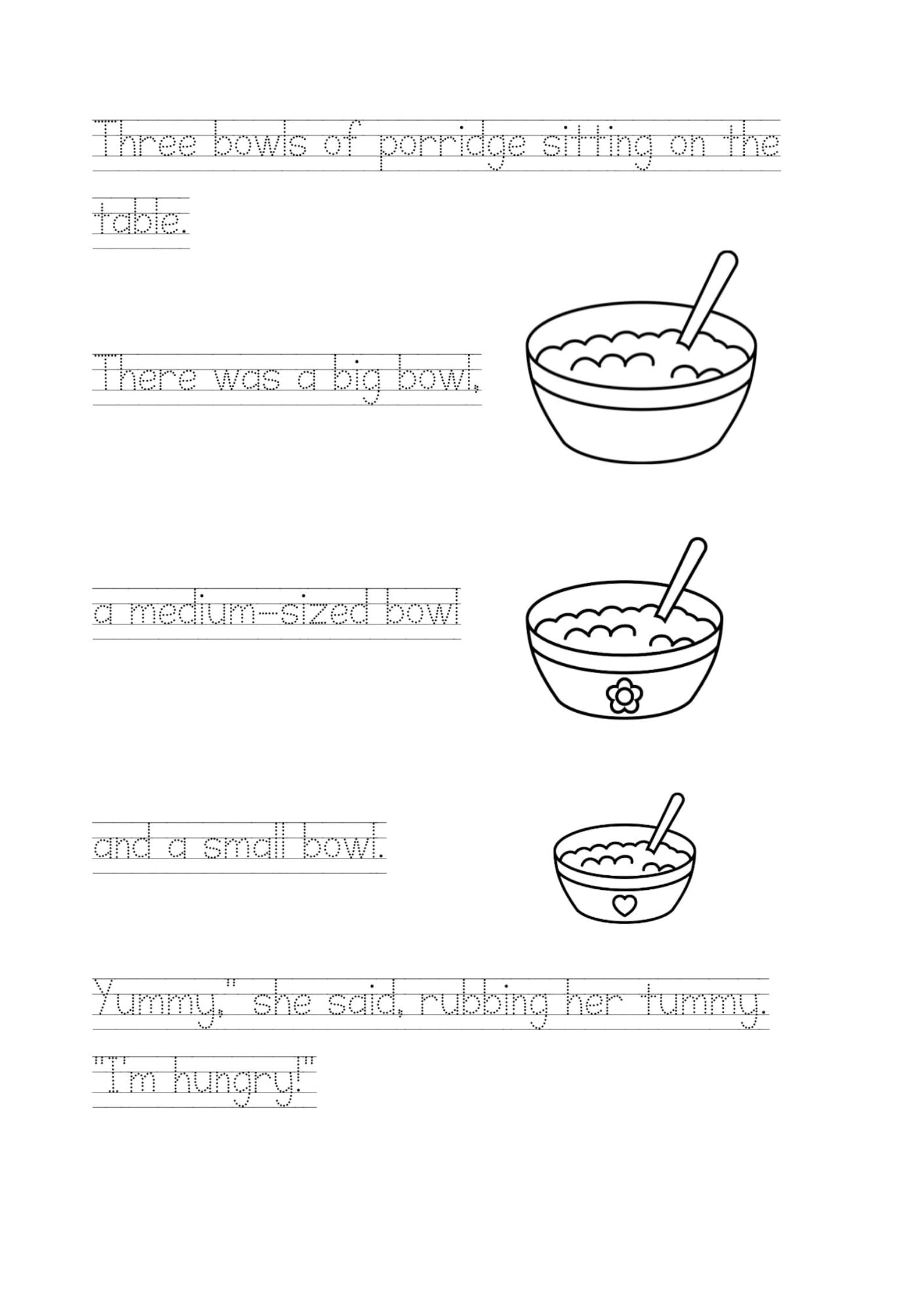 Goldilocks & the 3 Bears | Printable | Handwriting Practice | Coloring ...