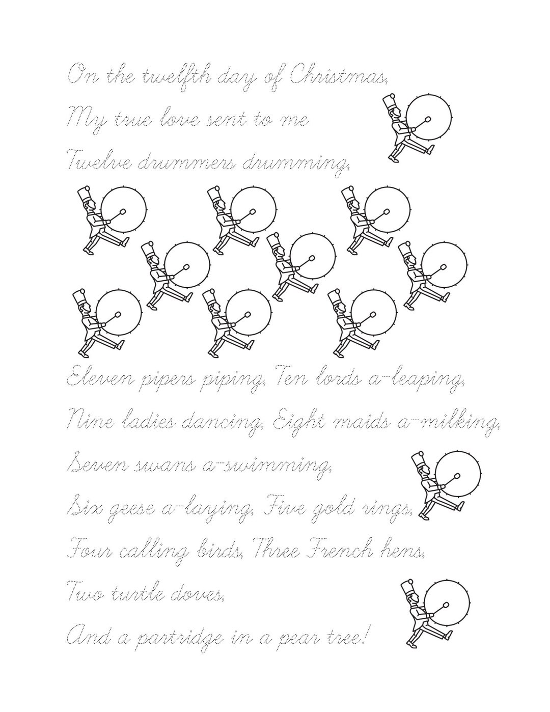 12 Days of Christmas | Printable | | Handwriting Practice | Coloring ...