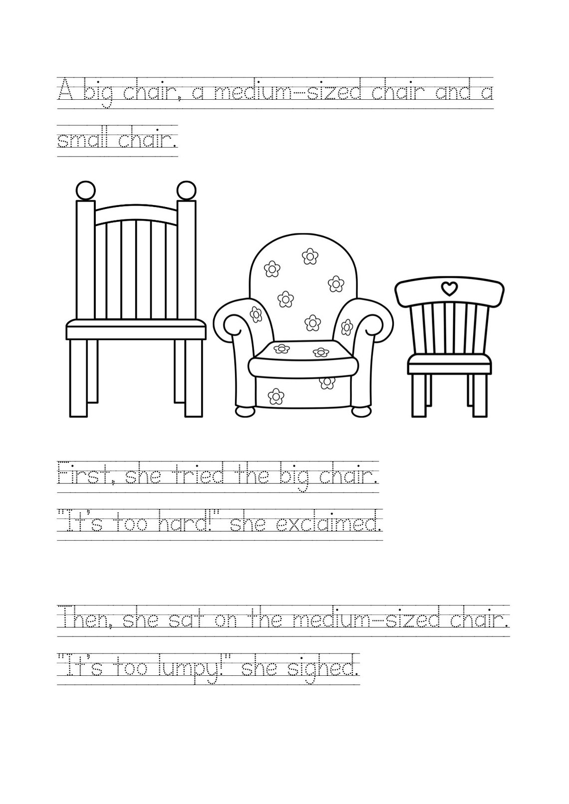 Goldilocks & the 3 Bears | Printable | Handwriting Practice | Coloring ...