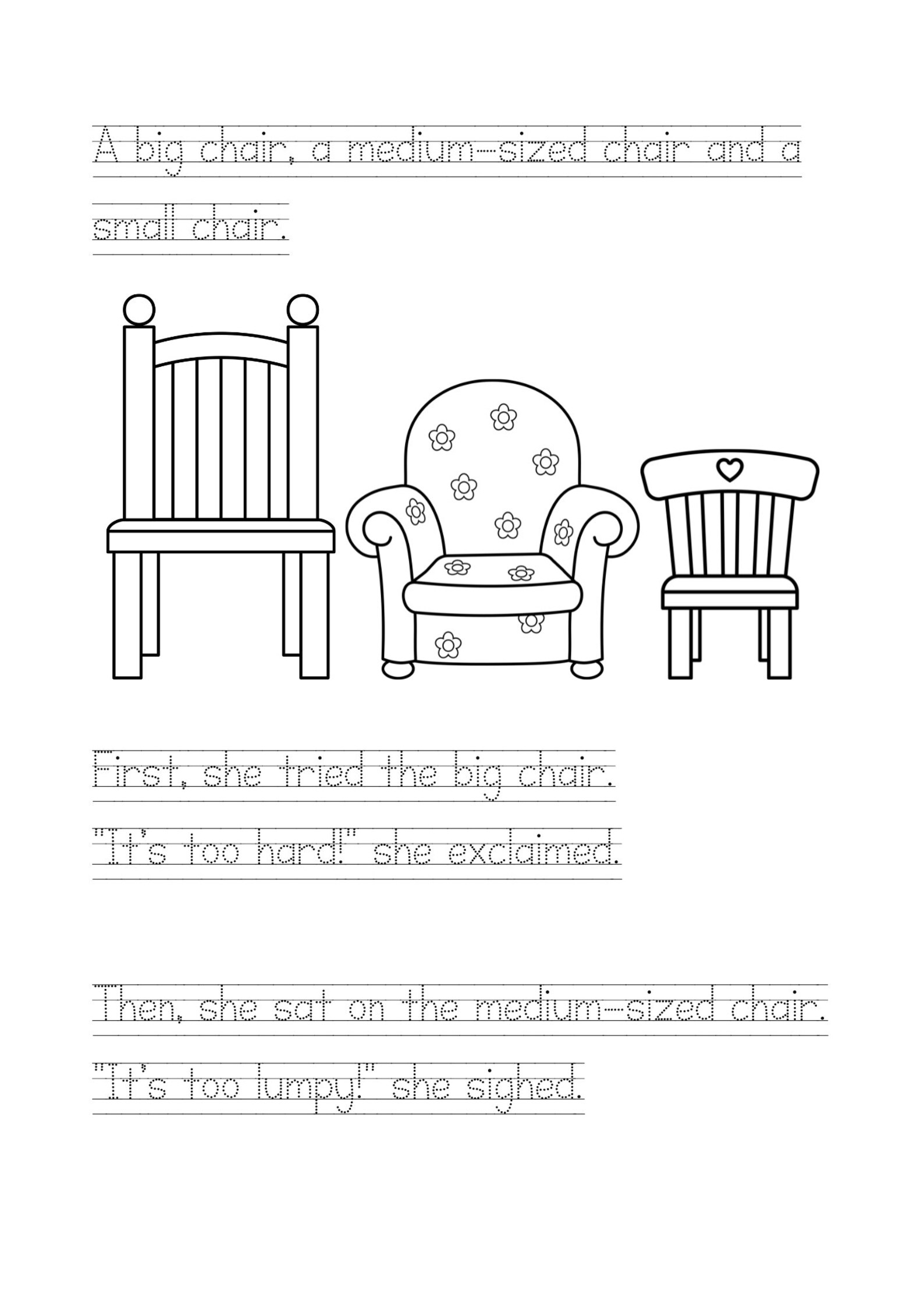 Goldilocks & the 3 Bears | Printable | Handwriting Practice | Coloring ...