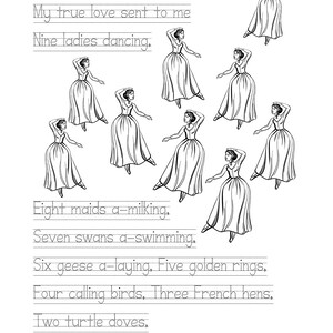 12 Days of Christmas | Printable | Handwriting Practice | Colouring ...