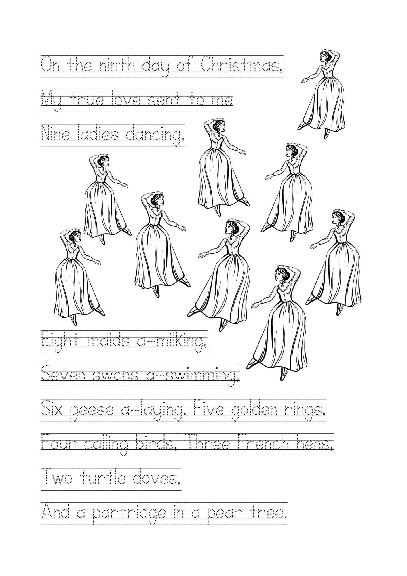 12 Days of Christmas | Printable | Handwriting Practice | Colouring ...