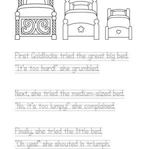Goldilocks & the 3 Bears | Printable | Handwriting Practice | Coloring ...