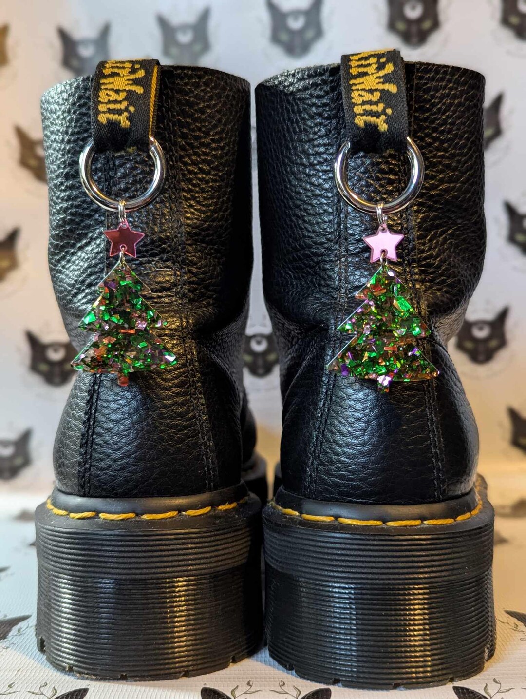 Pink and Green Holographic Christmas Tree Boot Charms - Etsy