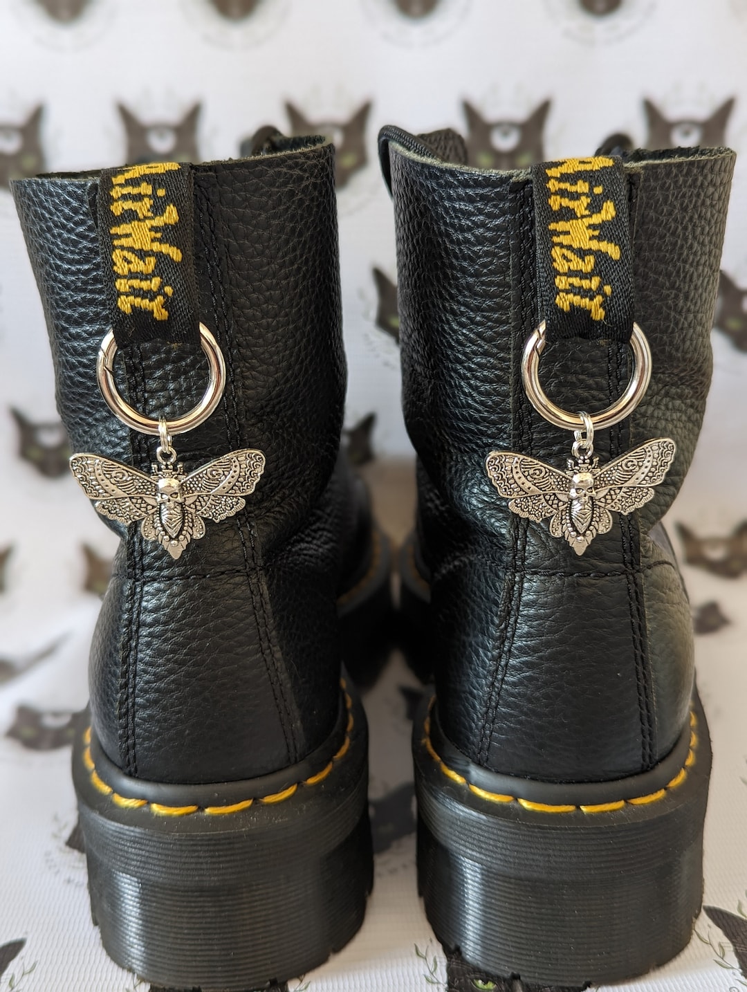 Silver Skull Moth Boot Charms - Etsy