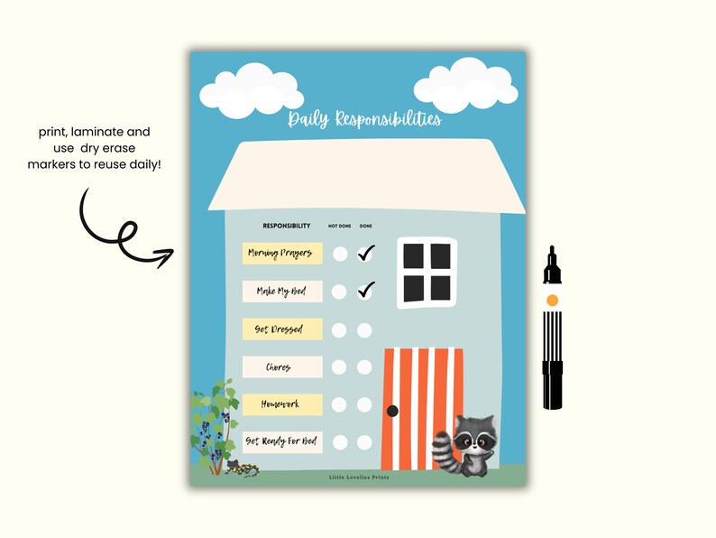Daily Responsibility Chart - Etsy