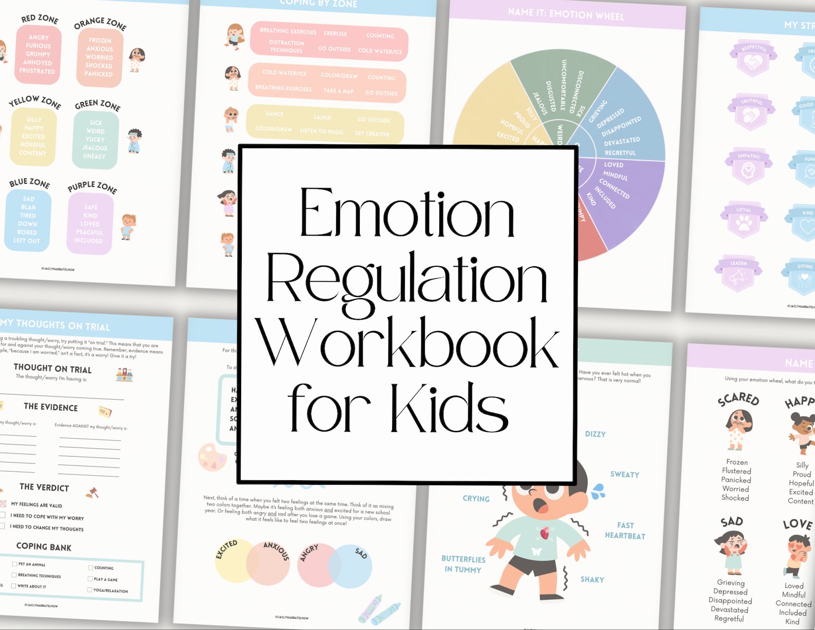 Emotion Regulation Workbook for Kids, Therapy Worksheets for Kids ...