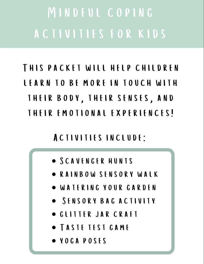 Mindfulness Activities for Kids Coping Activities Yoga - Etsy