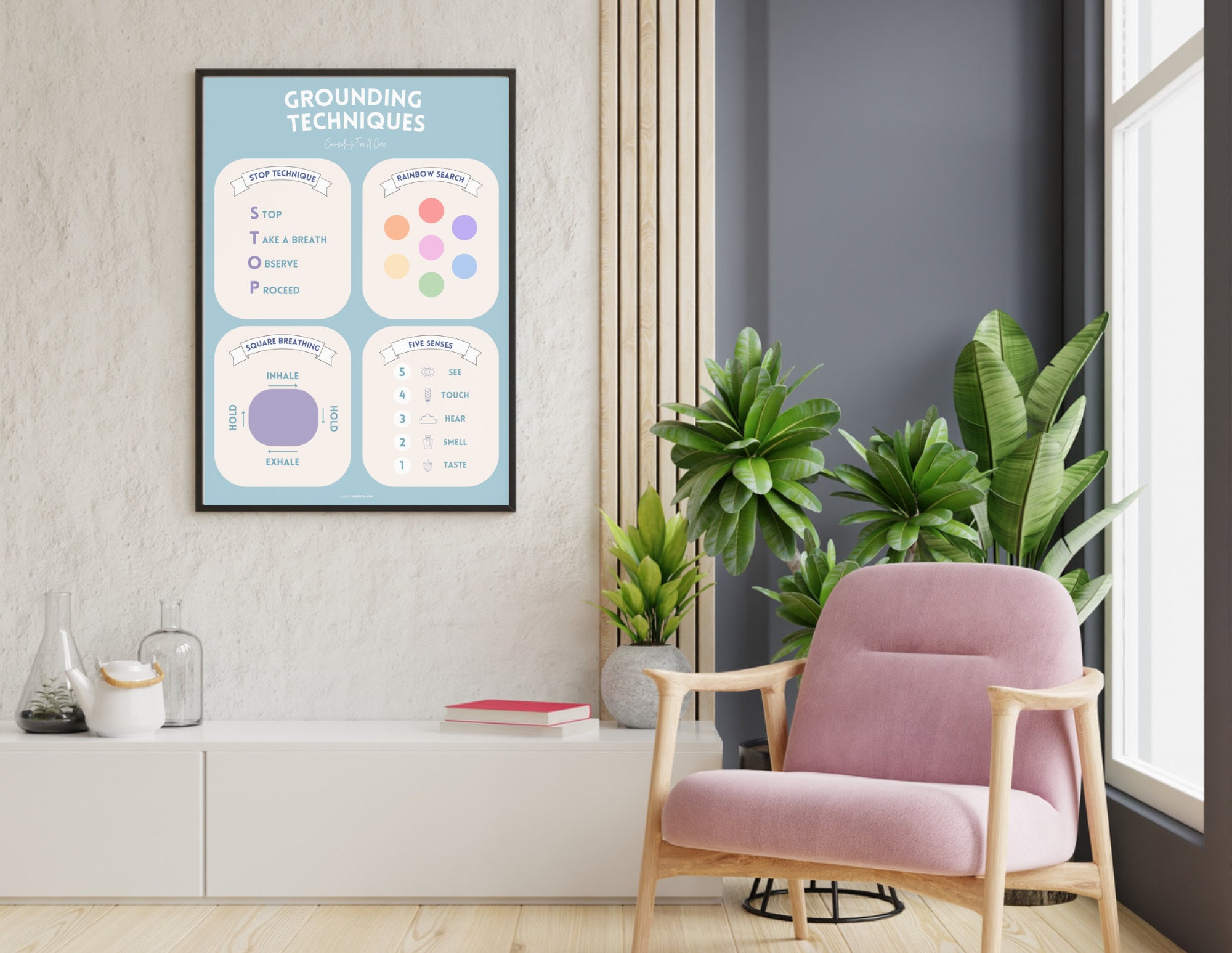 Therapy Office Grounding Techniques Poster - Etsy