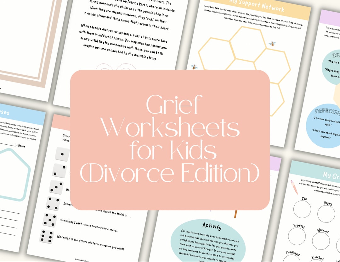 Coping With Divorce Activities for Kids, Grief and Loss Worksheets for ...