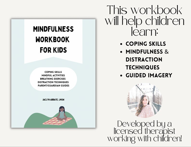 Mindfulness for Kids Workbook, Therapy Worksheets for Kids, Breathing ...