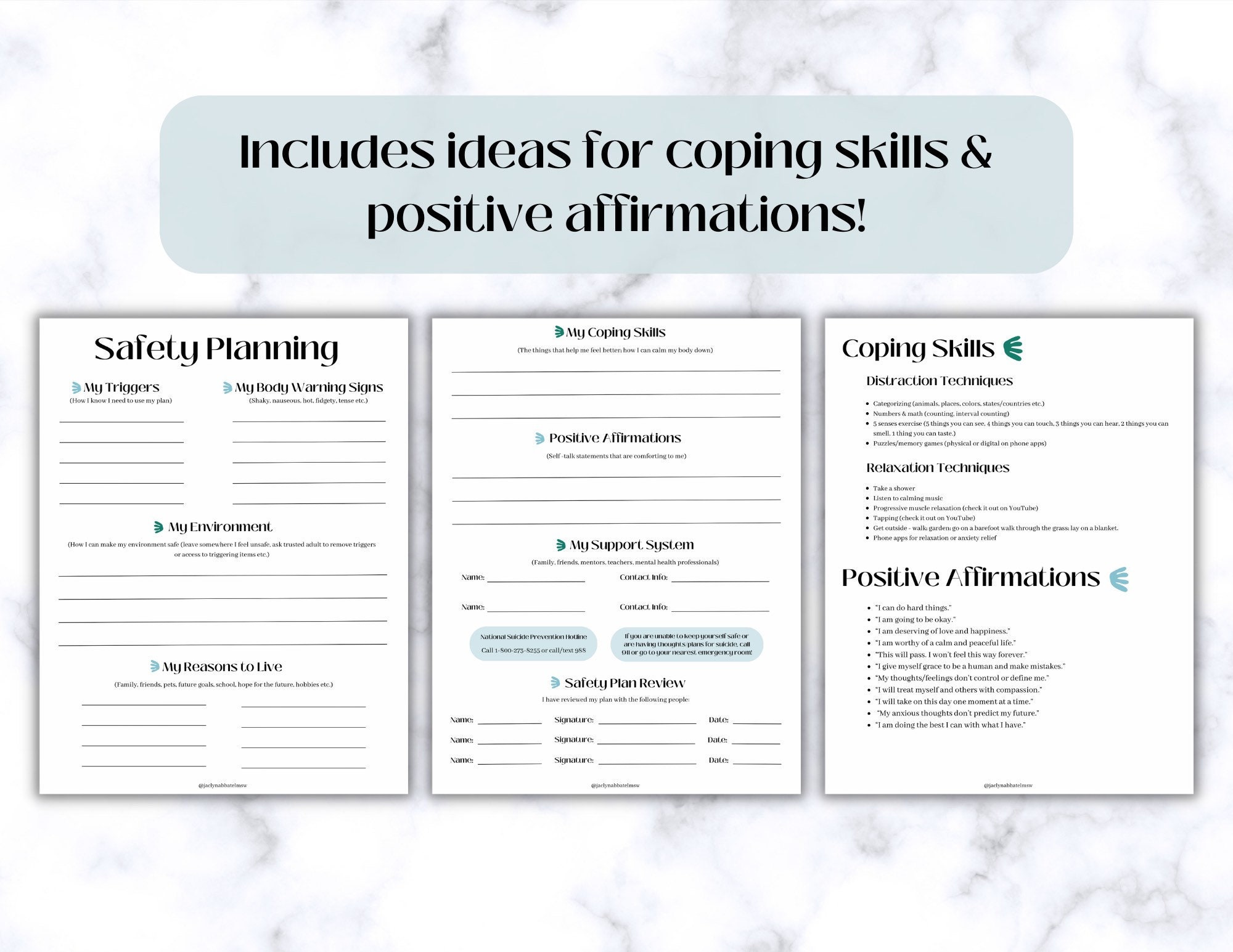 Safety Planning Packet for Teens Safety Planning Worksheets - Etsy