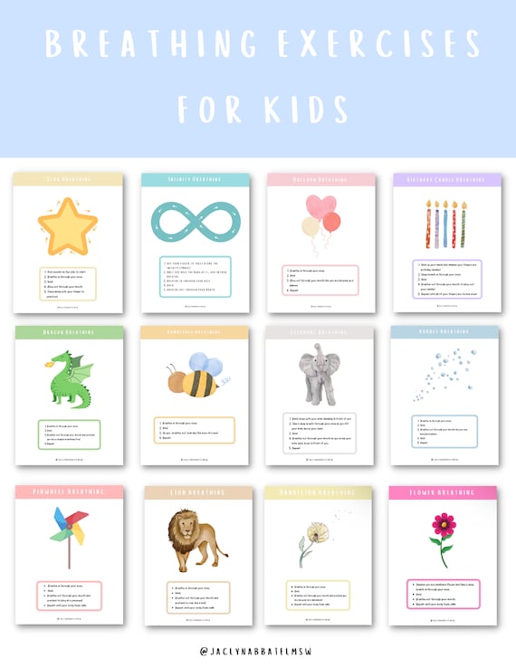 Breathing Exercises for Kids Breathing Cards Mindfulness for - Etsy