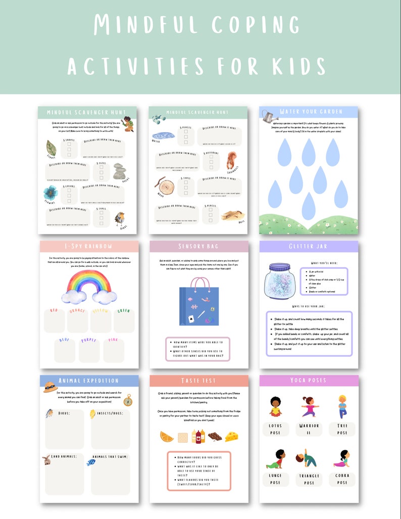 Mindfulness Activities for Kids Coping Activities Yoga - Etsy