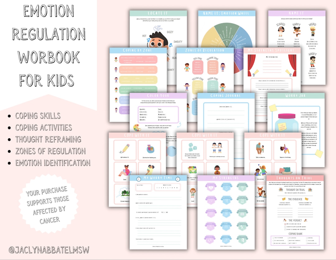 Emotion Regulation Workbook for Kids Therapy Worksheets for - Etsy