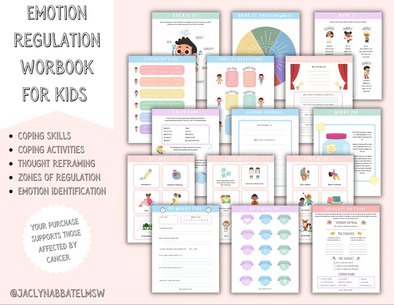 Emotion Regulation Workbook for Kids Therapy Worksheets for - Etsy