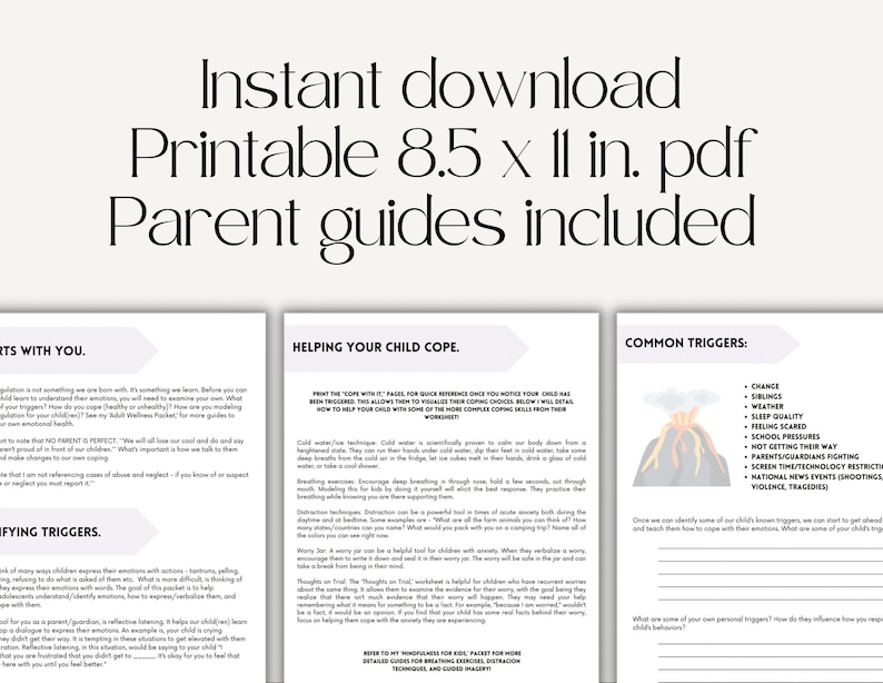 Emotion Regulation Workbook for Kids, Therapy Worksheets for Kids ...