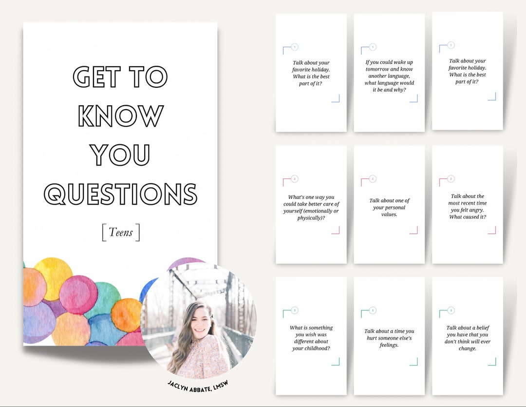 Get to Know You Questions for Teen Groups; Teen Therapy Resources ...