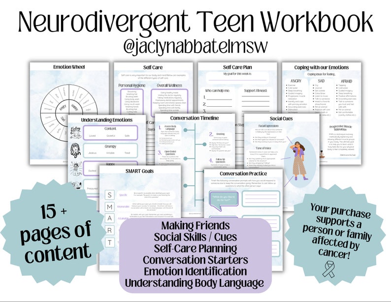 Neurodivergent Teen Coping Workbook Social Skills Coping - Etsy