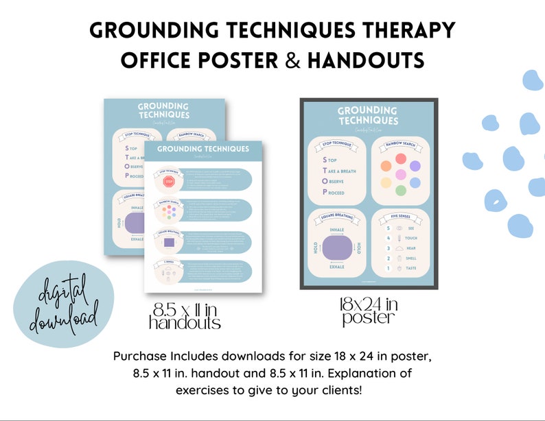 Therapy Office Grounding Techniques Poster - Etsy