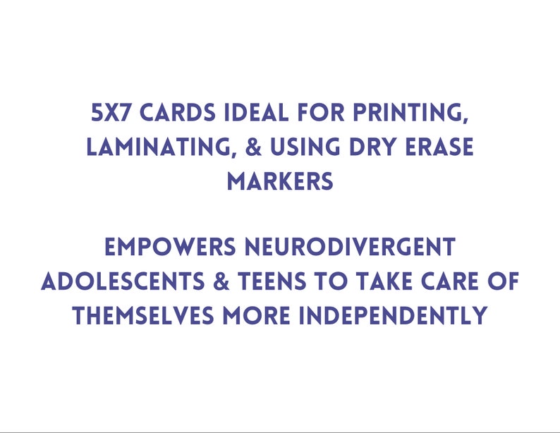 Neurodivergent Teen & Adolescent Personal Care Cue Cards; Neurodivergent Teen Self-care Flash ...