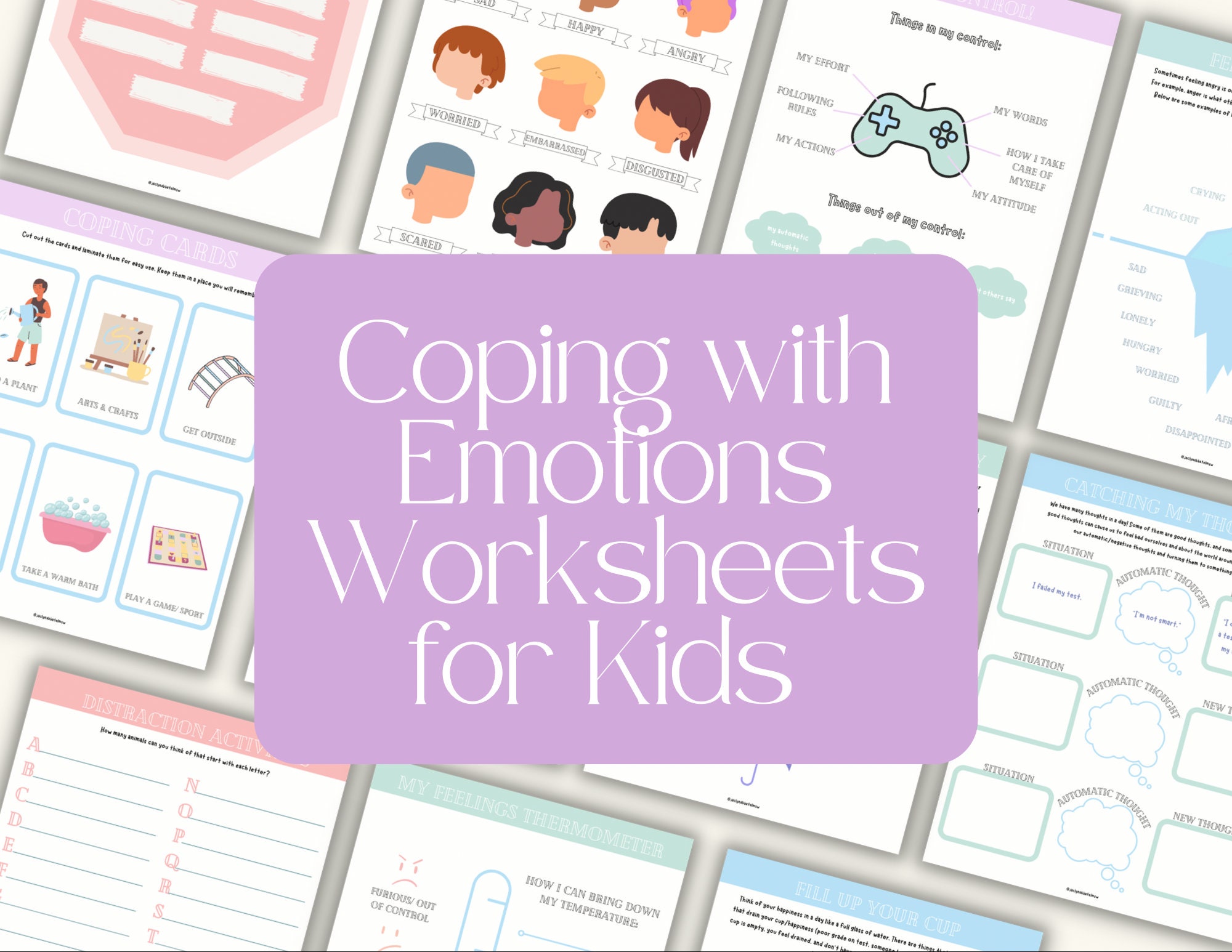 Coping With Emotions Worksheets for Kids, Anger and Anxiety Coping ...
