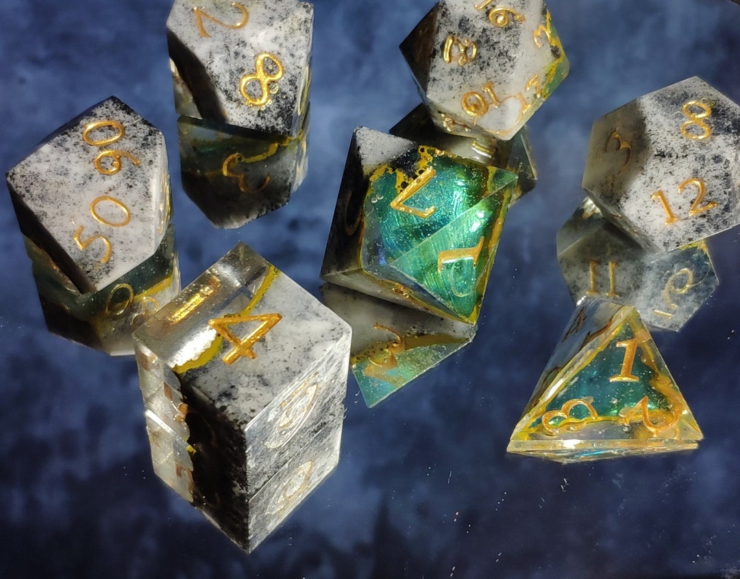 Green Geode Dice Resin Dice Set Dnd Dice Sharp Edge Dice Dungeons and ...