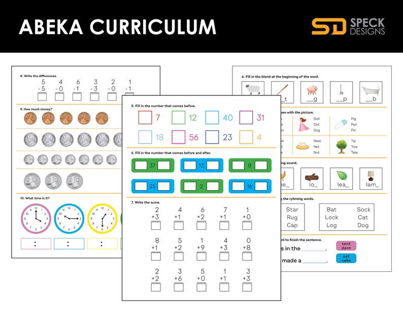Kindergarten Exit, 1st Grade Entrance Math & Phonics Tests: Abeka ...