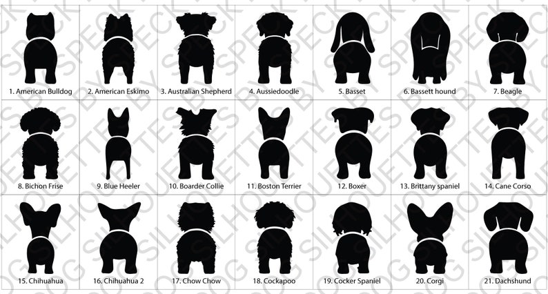 Dog Breed Butt Silhouette Bundle, SVG PNG Files (digital Download) - Etsy