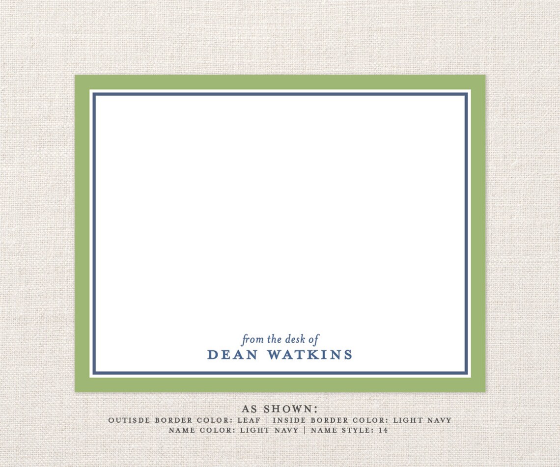 Personalized Note Cards & Envelope Set Custom Manly Gift Custom Colors ...