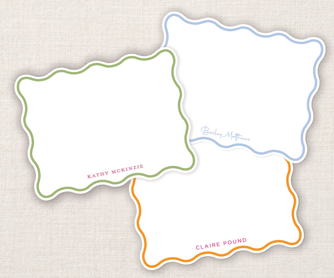 Wavy Edge Custom Notecards With Envelopes | Custom Stationery | Preppy ...