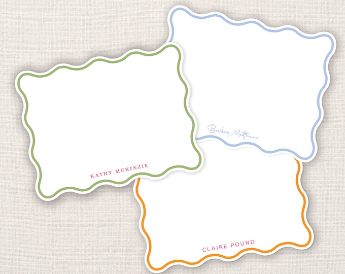 Wavy Stationery Set Thank You Notes Personalized Notecards Die Cut ...