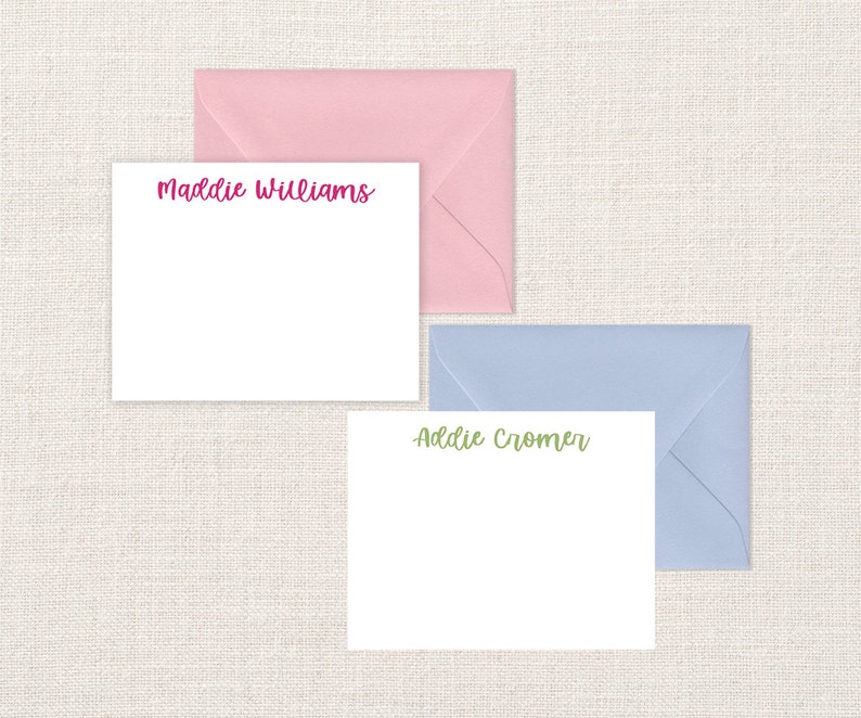Personalized Note Cards & Envelope Set Custom Choice of Colors Gift ...