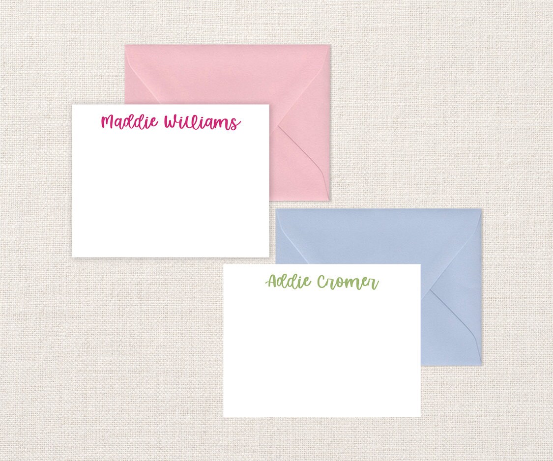 Personalized Note Cards & Envelope Set Custom Choice of Colors Gift ...
