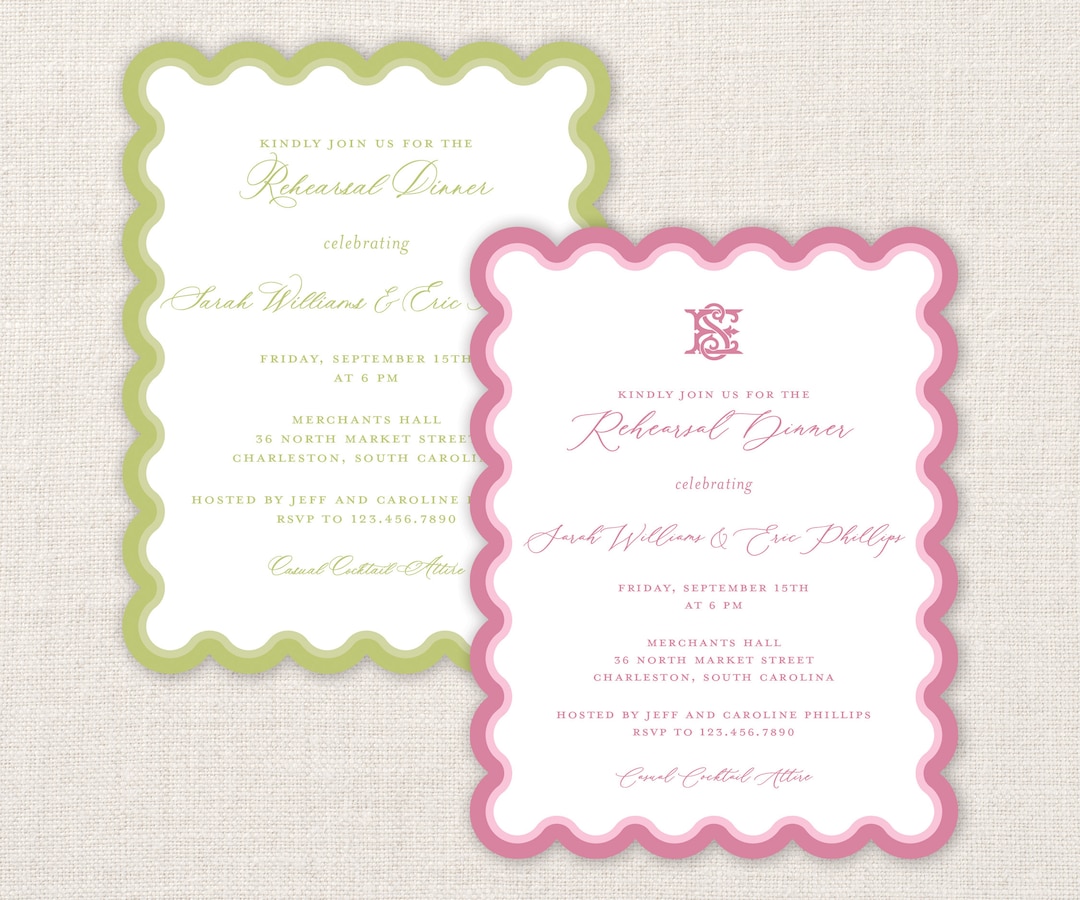 Scallop Border Invitation | Wedding Invitation | Bridal Shower ...