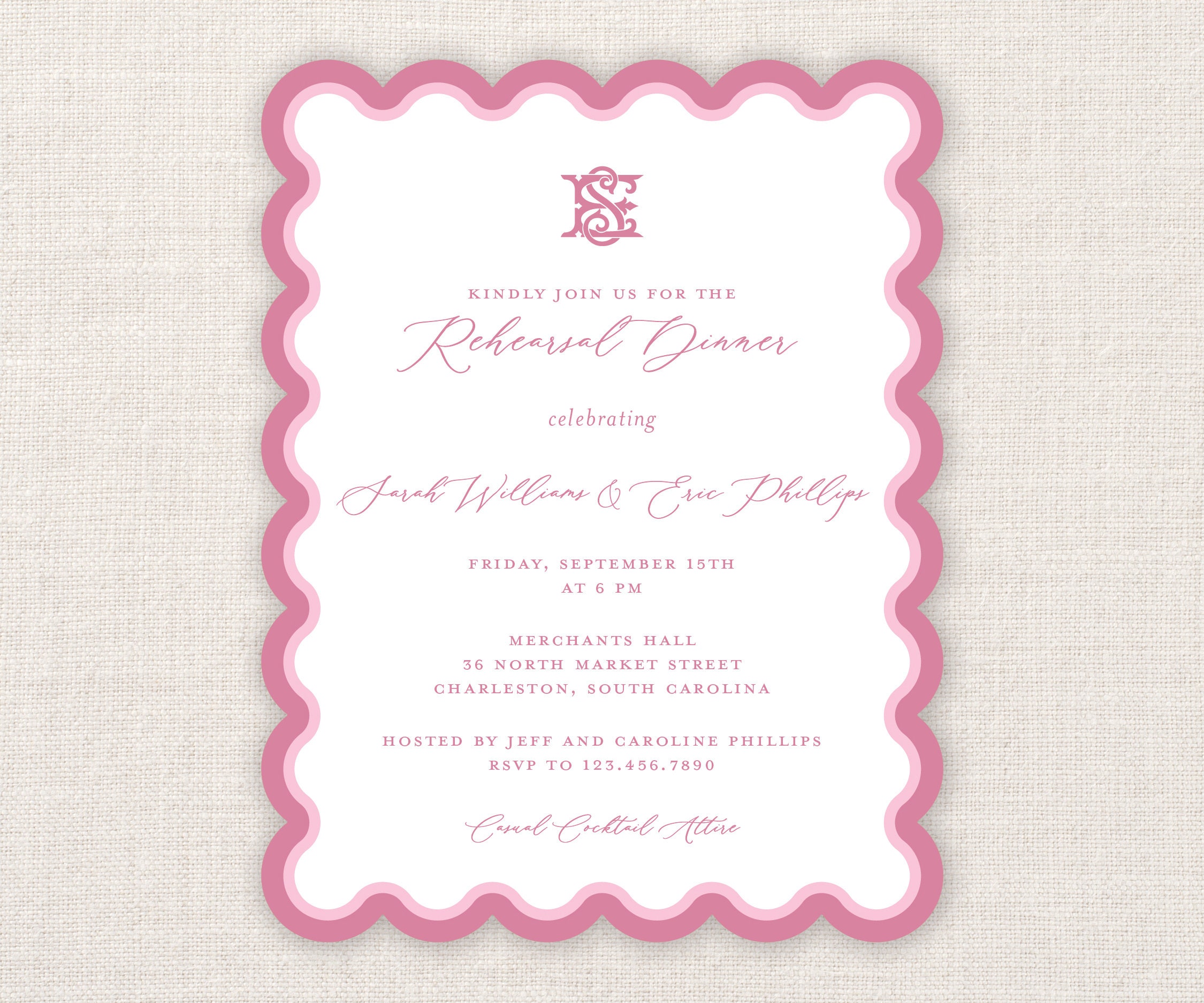 Scallop Border Invitation | Wedding Invitation | Bridal Shower ...