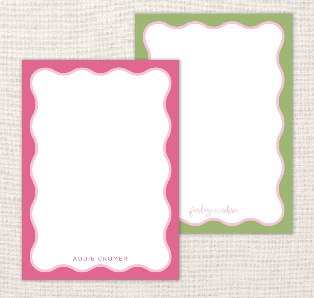 Custom Wavy Border Name Notepad | Gift | 50 100 Pages | Personalized ...