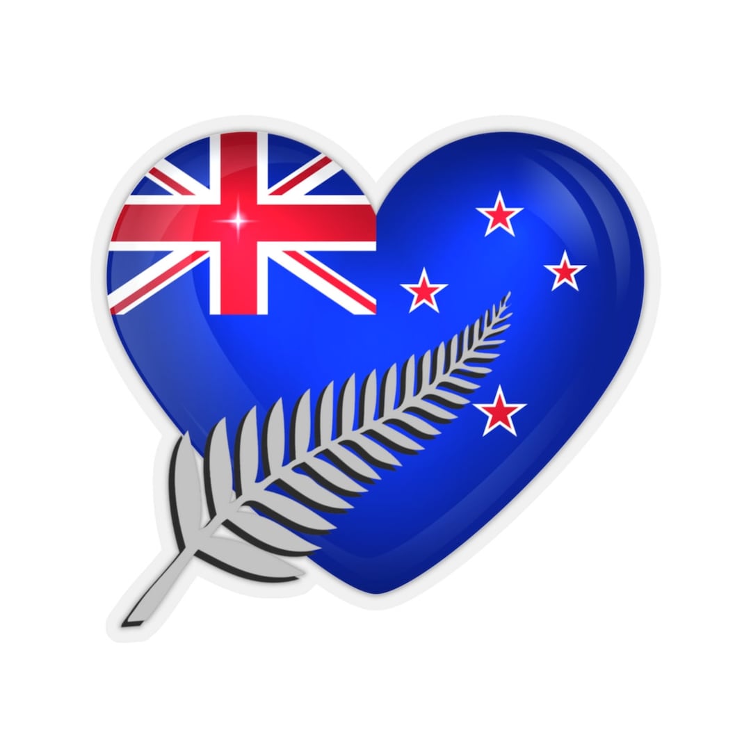 New Zealand, Kiwi,heart Flag and Silver Fern Emblem Kiss-cut Stickers ...