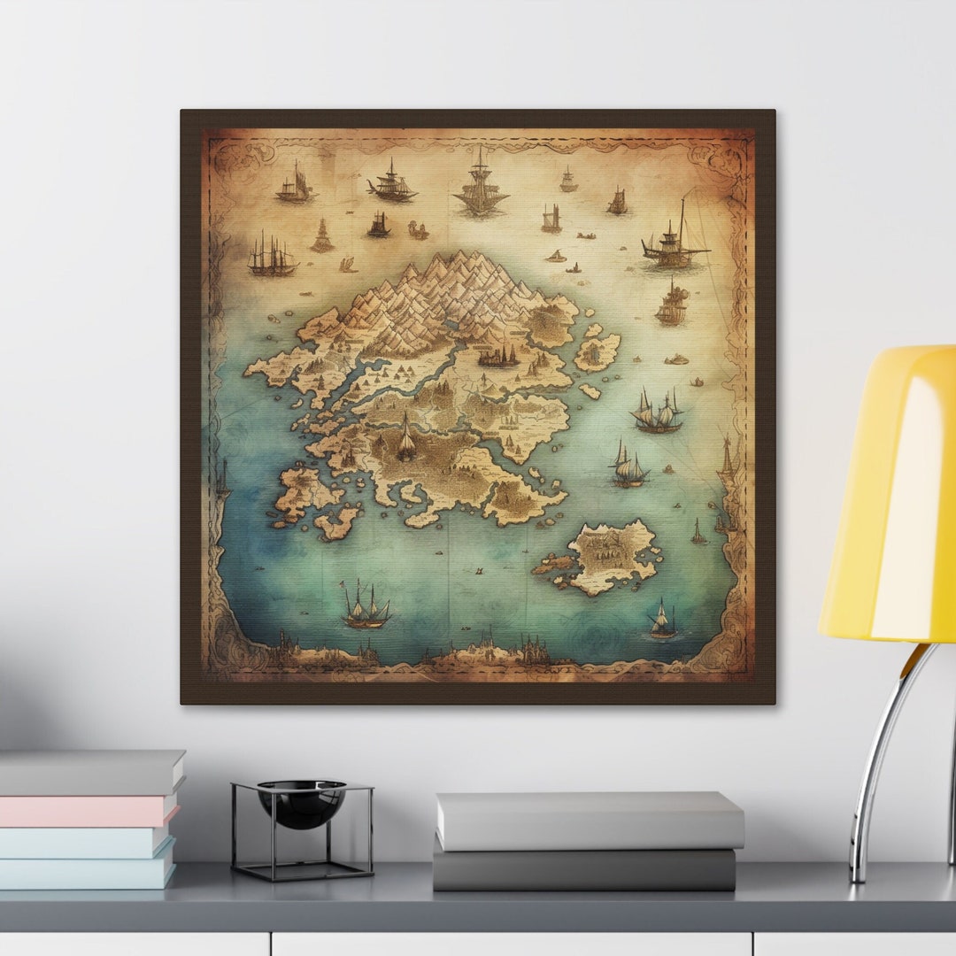 Wall Map Decor, Antique Maps Art, Old Maps Canvas Wall Art, Art for ...