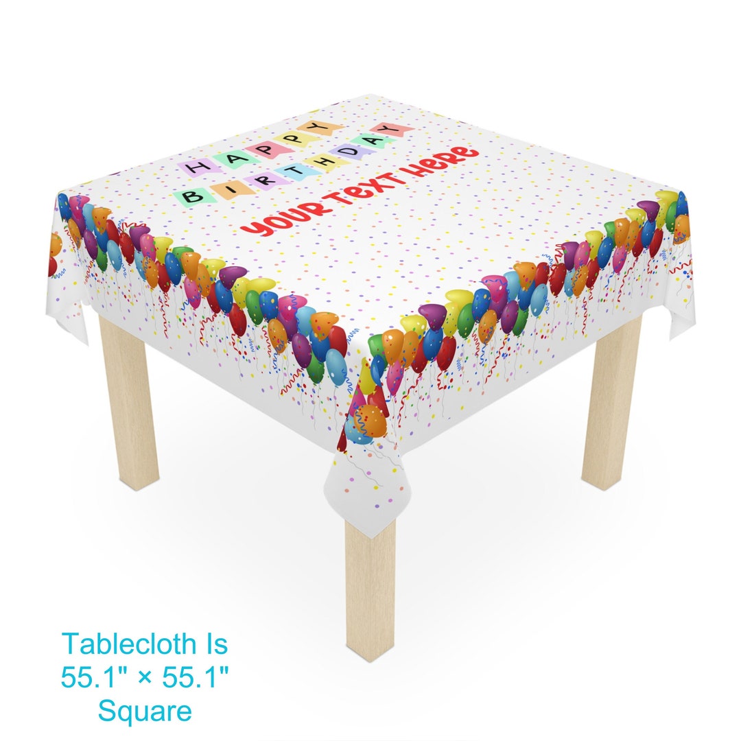 Kids Personalized Birthday Party Celebration Tablecloth, Custom Festive ...