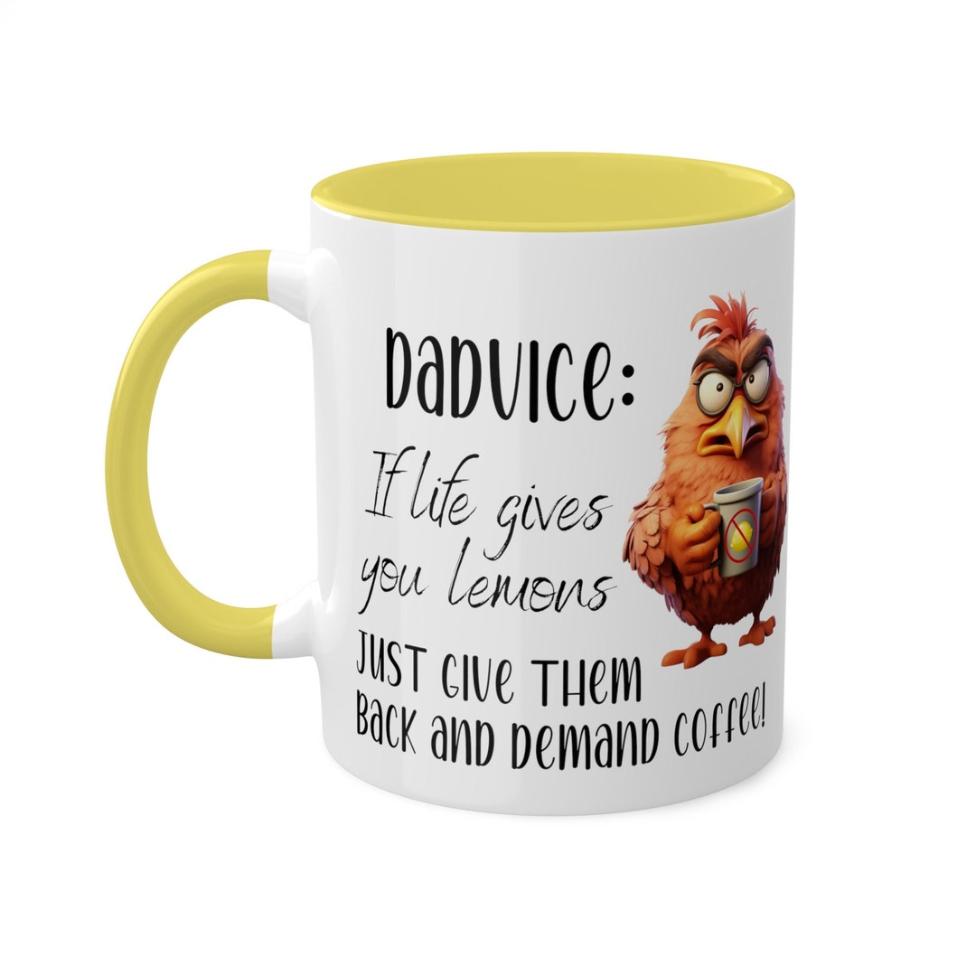 Funny Dad Advice Rooster Coffee Mug 11oz, Dadvice Colorful Coffee Mug ...