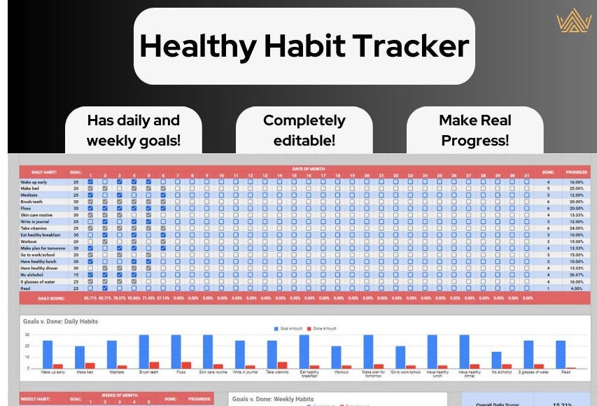 Healthy Habit Tracker - Etsy