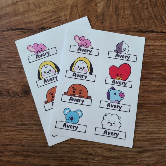 Custom BT21 BTS Name Tag Labels/2 Sheets - Etsy