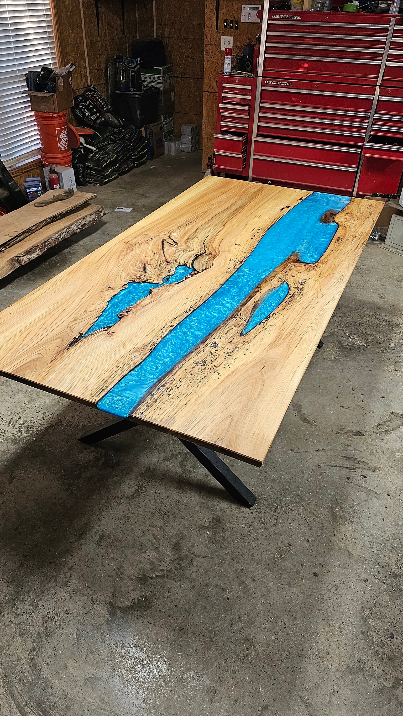 Live edge Elm river table — Tide & Timber Customs Shop available furniture