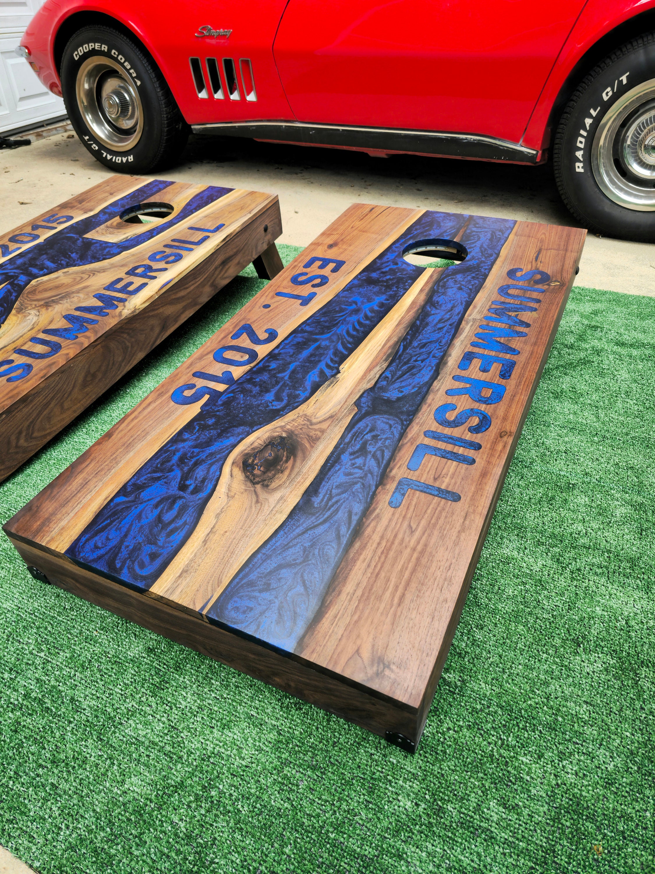 Live Edge Cornhole Boards Epoxy River Cornhole Boards Custom Cornhole Boards Walnut Cornhole ...