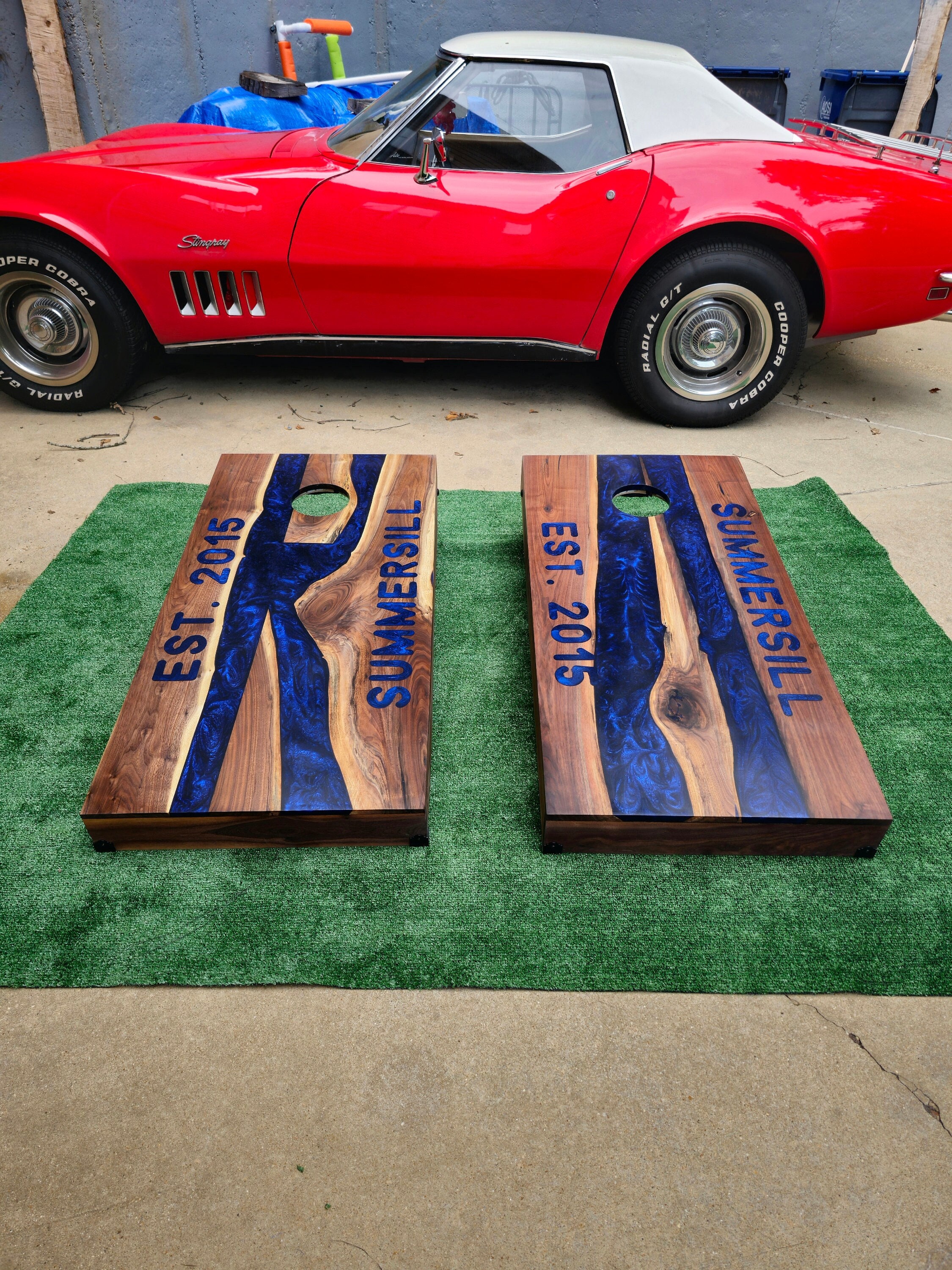 Live Edge Cornhole Boards Epoxy River Cornhole Boards Custom Cornhole ...