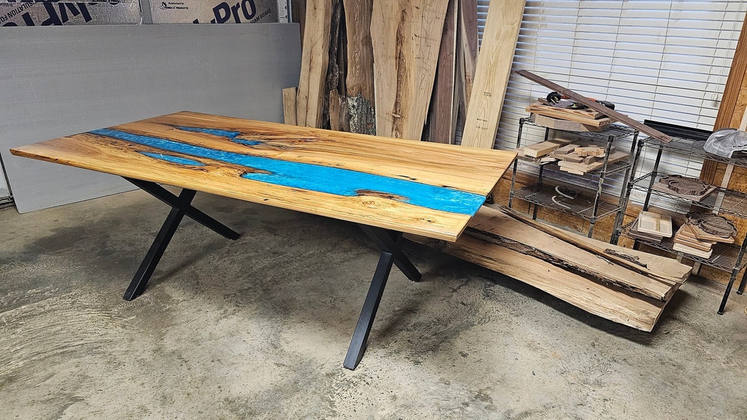 Live Edge Elm River Table Epoxy River Table Handmade - Etsy