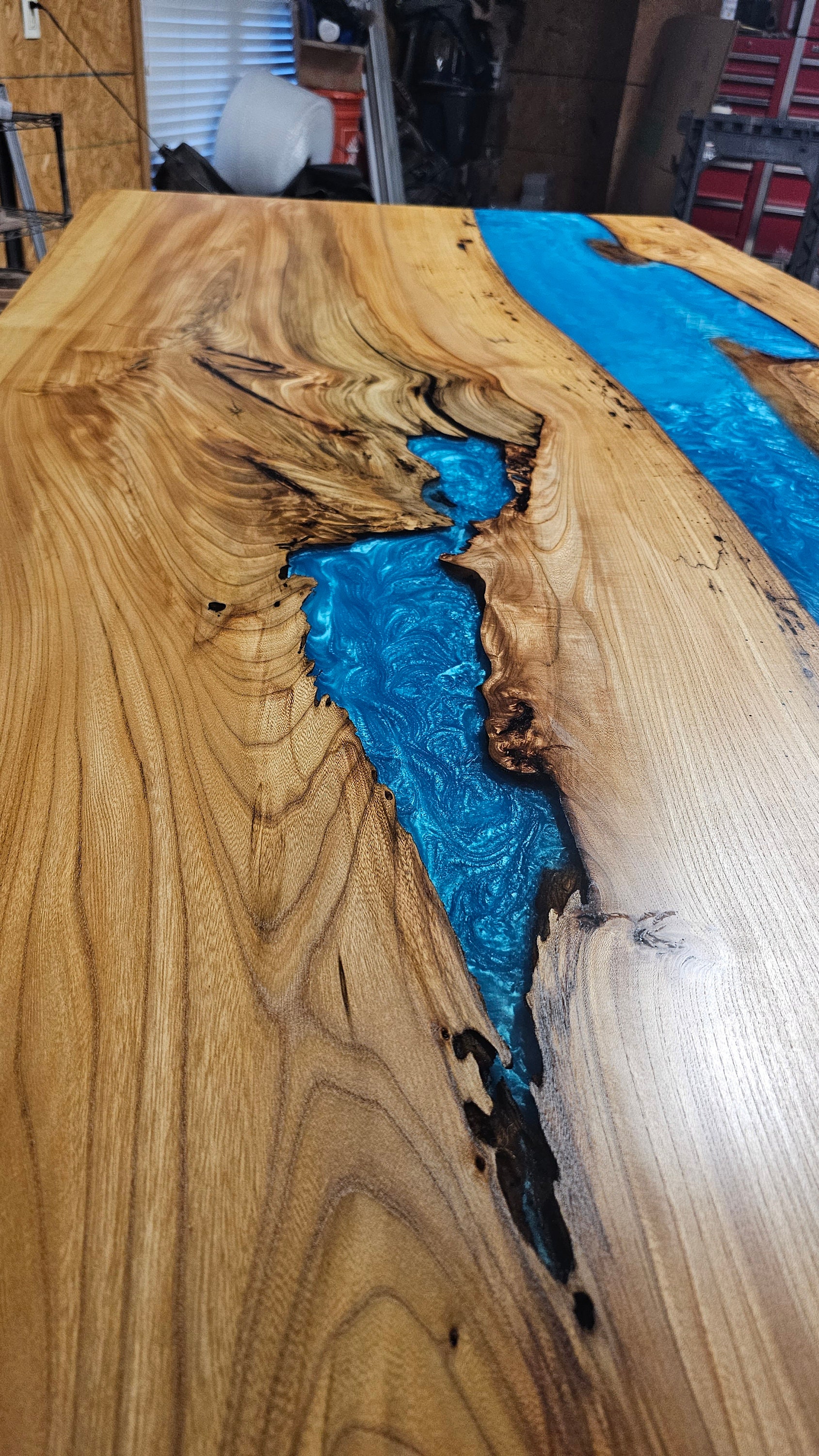 Live edge Elm river table — Tide & Timber Customs Shop available furniture