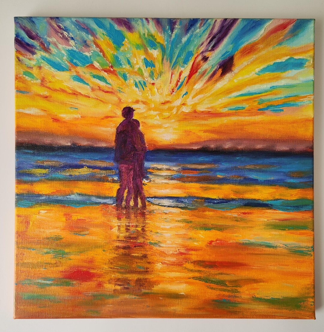 Painting Fall in Love ,,oil Painting Sunset Seascape Paiting Handmade ...
